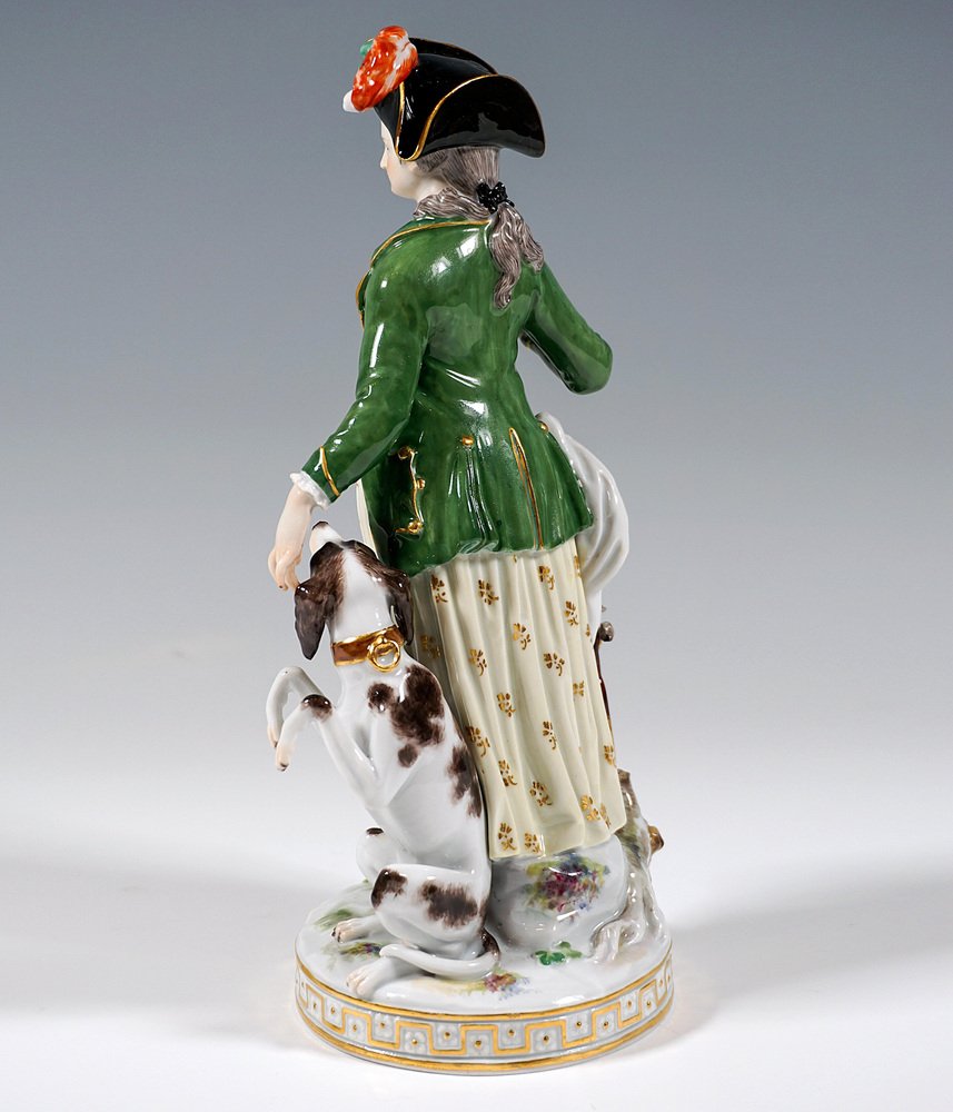 Meissen Rococo Maid with Dog Figure by Johann Carl Schoenheit, 1880s ...