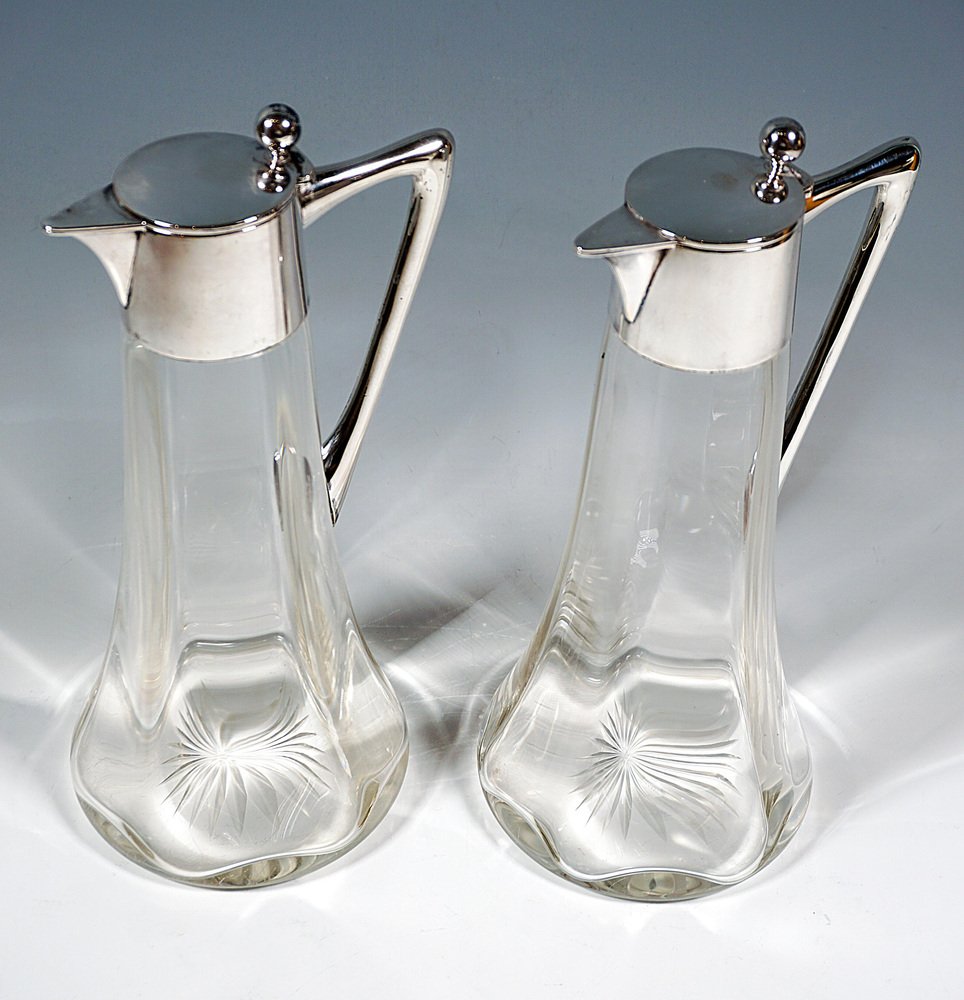 Art Nouveau Glass Decanter with Silver Fittings from Wilhelm Binder ...