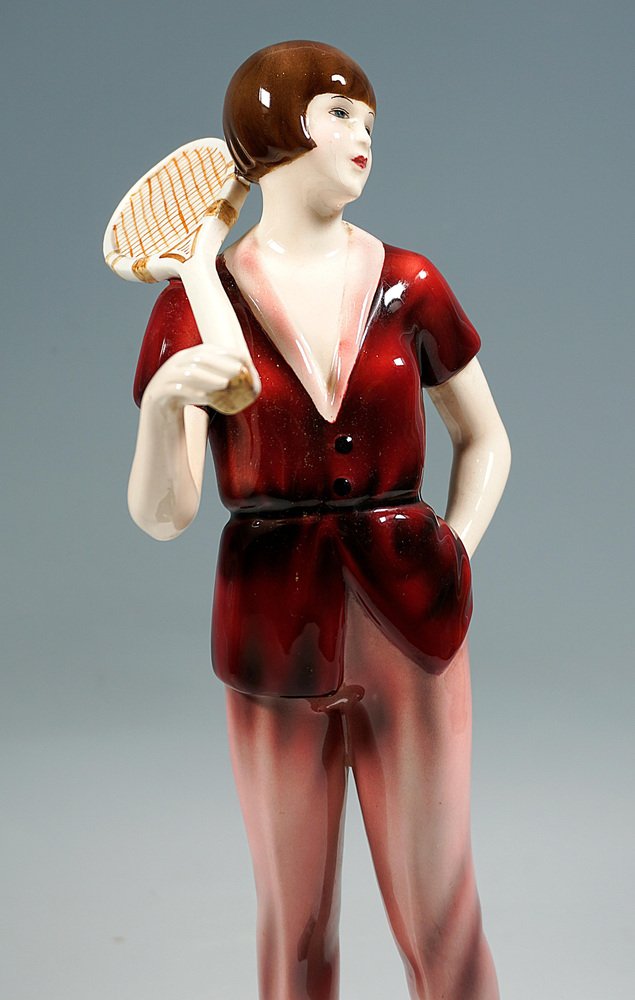 Art Deco Tennis Player Figure by Stephan Dakon, 1930s for sale at Pamono