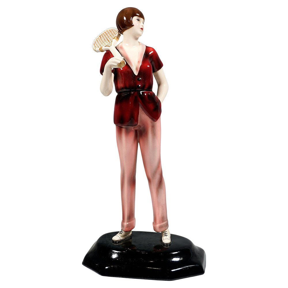 Art Deco Tennis Player Figure by Stephan Dakon, 1930s for sale at Pamono