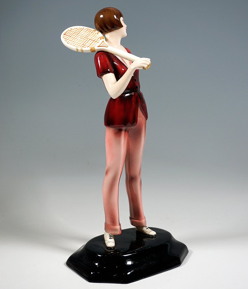 Art Deco Tennis Player Figure by Stephan Dakon, 1930s for sale at Pamono
