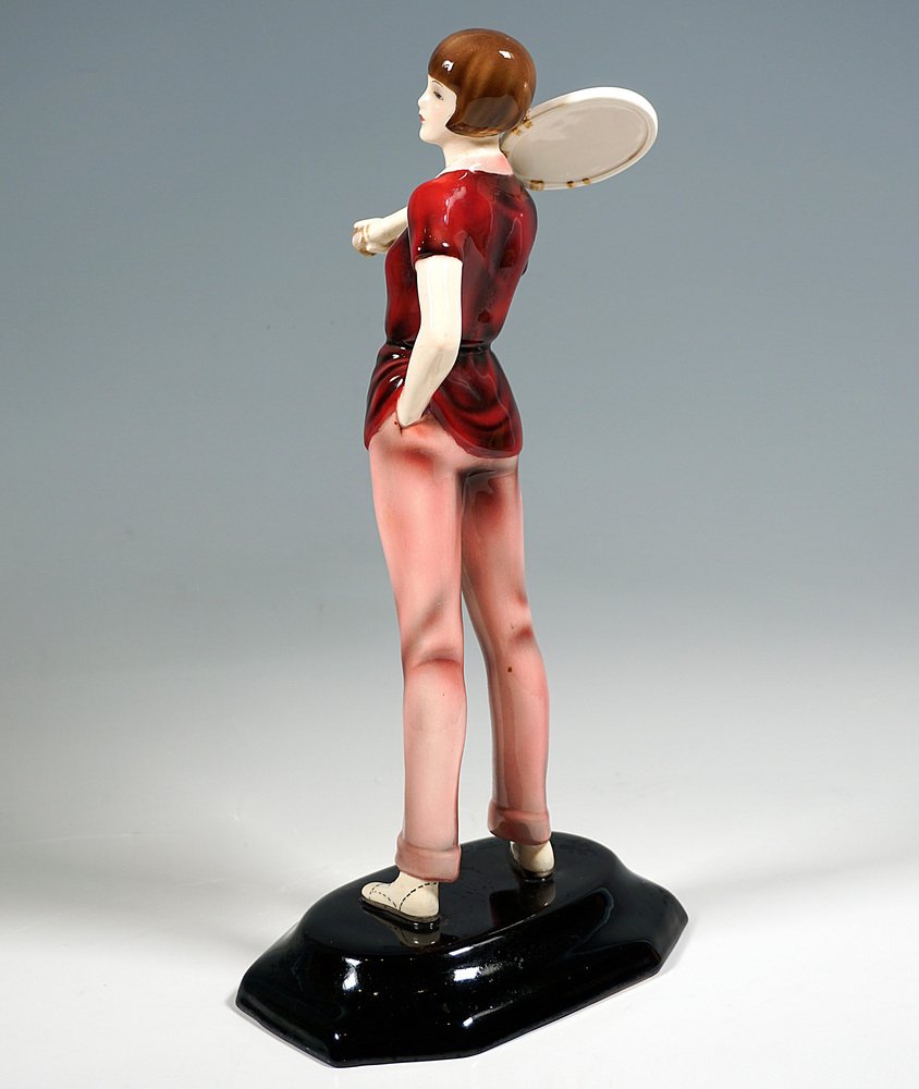 Art Deco Tennis Player Figure by Stephan Dakon, 1930s for sale at Pamono