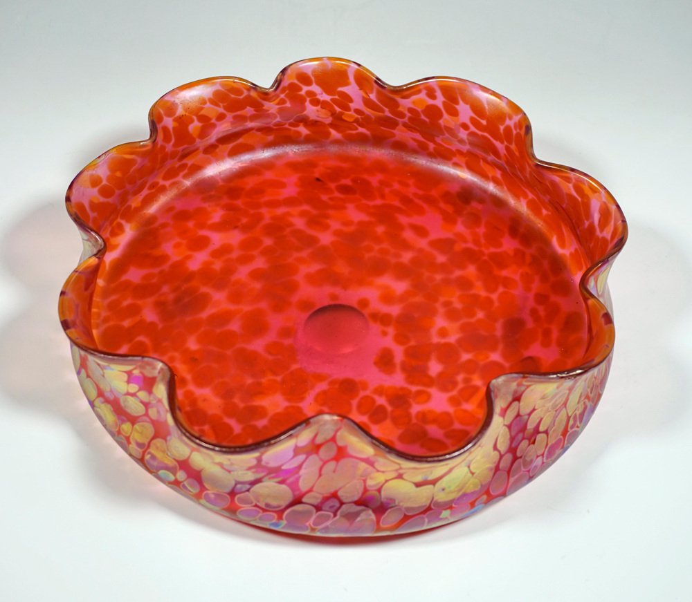 Art Nouveau Flower Bowl Metallic-Red Papillon from Loetz, Austria ...