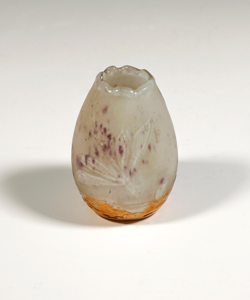 Art Nouveau Cameo Egg-Shaped Vase with Dragonfly Decor from Daum Nancy ...