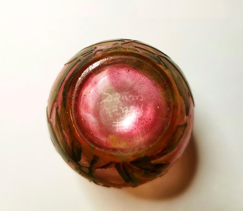 Jugendstil Cameo Vase mit Blutendes Herz Dekor von Daum Nancy ...