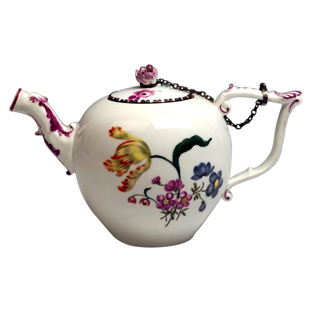 Rococo Tea Pot with Animal Spout and Flower Decoration from Meissen ...