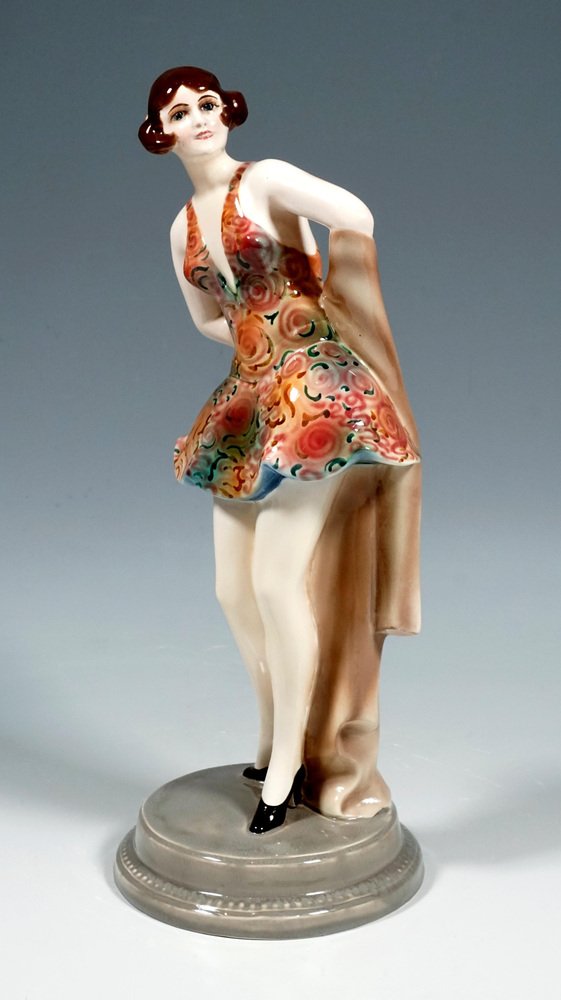 Art Deco Figure Standing Dancer with Headdress by Wilhelm Thomasch for ...
