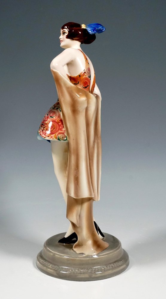 Art Deco Figure Standing Dancer with Headdress by Wilhelm Thomasch for ...