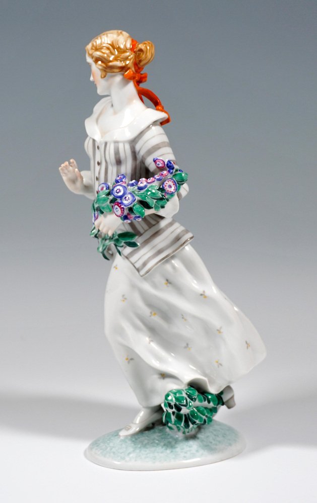 Art Deco Dame mit Blumen Figur von Ida Schwetz-Lehmann für Augarten ...