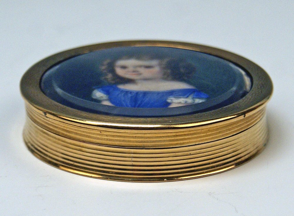 Biedermeier Gilt 750 Box with Portrait of Little Girl, Vienna, 1828 for ...