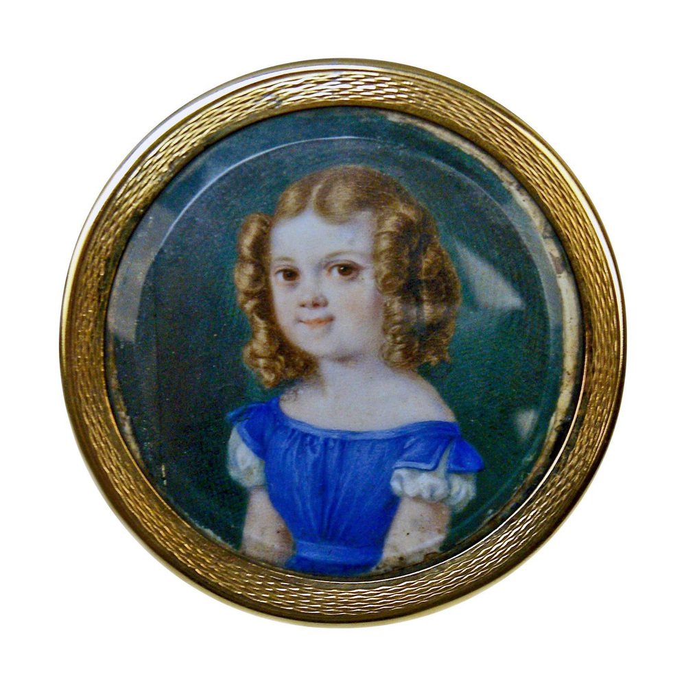 Biedermeier Gilt 750 Box with Portrait of Little Girl, Vienna, 1828 for ...