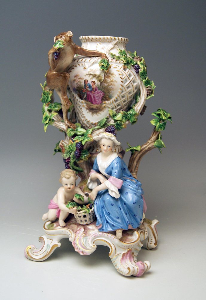 Meissen Potpourri Vase mit Weintrauben Monkey Modell 1002 Eberlein ...