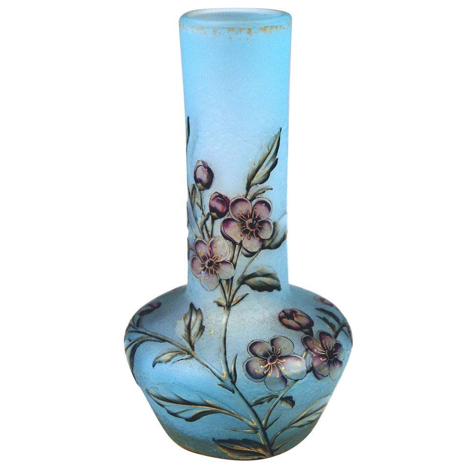 Jugendstil Vase mit Blüten auf Stielen Dekor von Daum Nancy, Lorraine ...