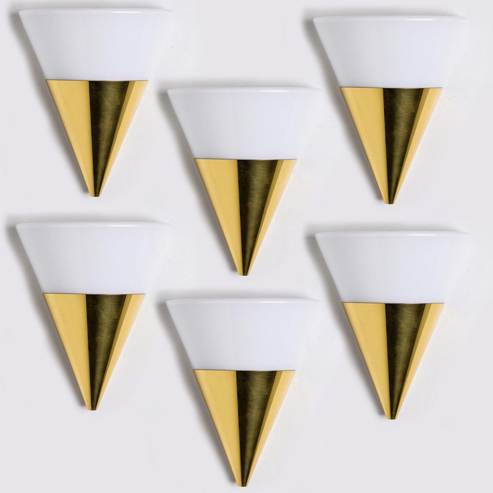 Cone Shaped White Opaque Glass Wall Light attributed to Glashütte ...