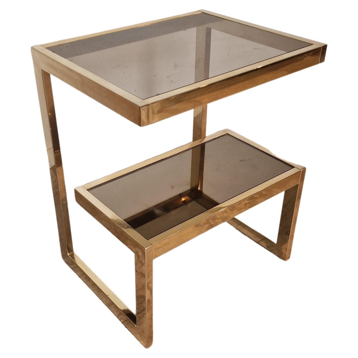 Gold-Plated Side Table from Belgochrom, Belgium, 1975 for sale at Pamono