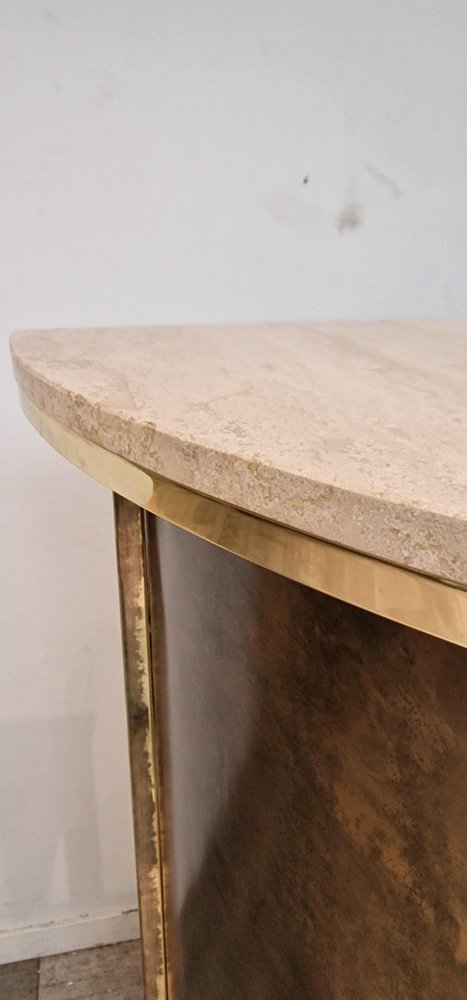 Chrom Messing Bar mit Travertinplatte im Stil von Maison Jansen für ...