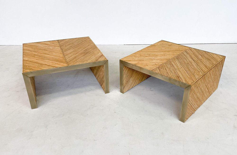 Coffee Table in Bamboo and Brass, Italy, 2000s for sale at Pamono