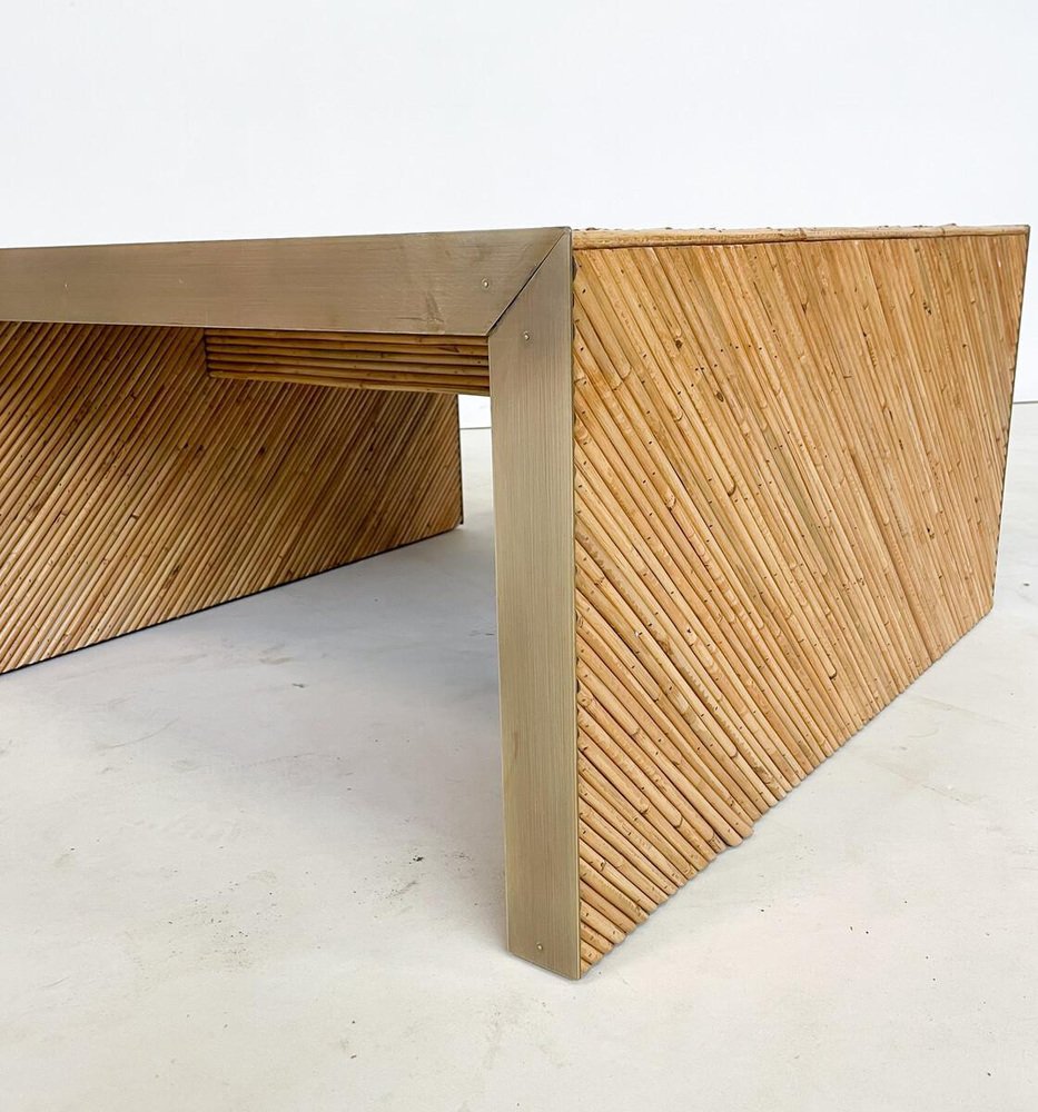 Coffee Table in Bamboo and Brass, Italy, 2000s for sale at Pamono