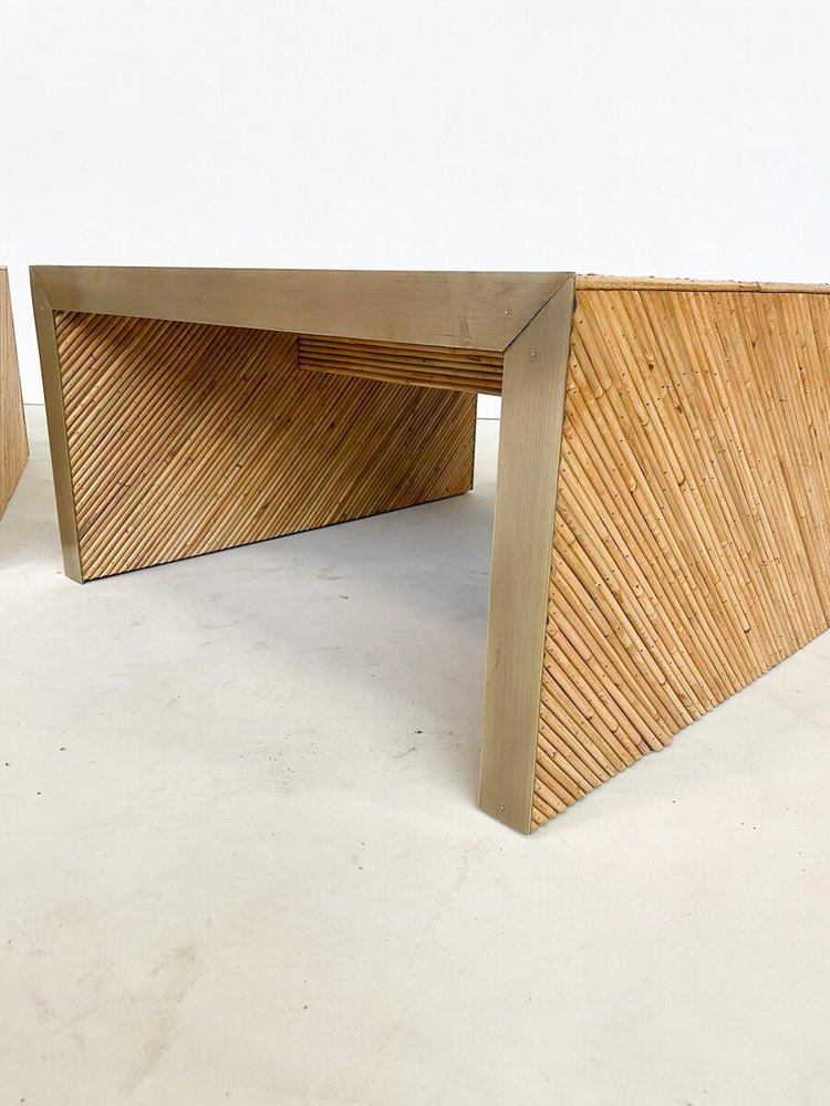 Coffee Table in Bamboo and Brass, Italy, 2000s for sale at Pamono