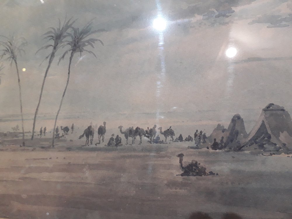 Ercole Trachel, Arab Encampment, 19th Century, Watercolor, Framed for ...