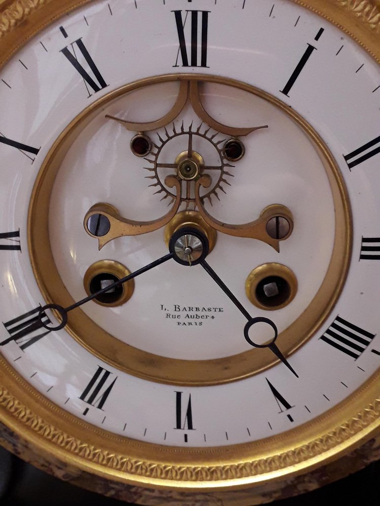 Antique Marble Clock from Barbaste Paris for sale at Pamono