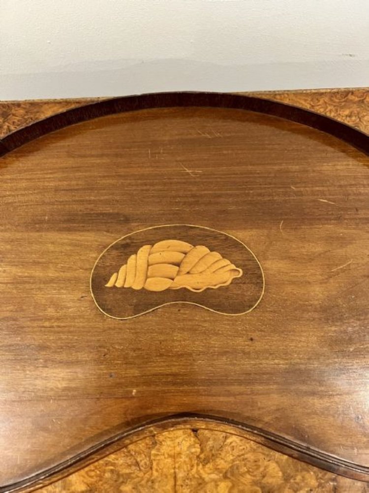 Edwardian Kidney Shaped Inlaid Mahogany Tea Tray, 1900s for sale at Pamono