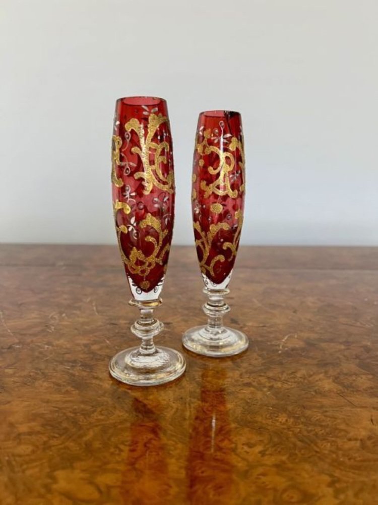 Bohemian Glass Vases, 1880s, Set of 2 for sale at Pamono
