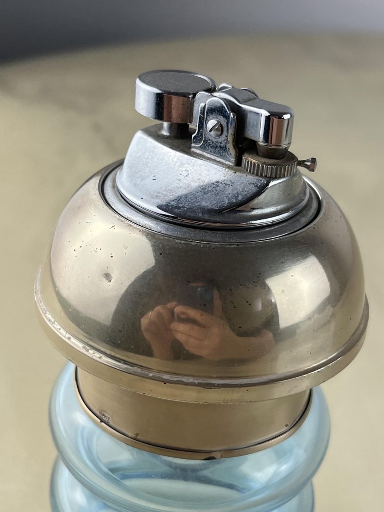 Italian Glass and Silver Table Lighter, 1970 for sale at Pamono