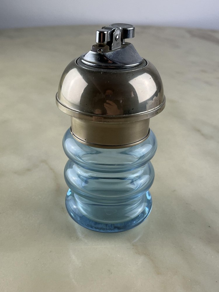 Italian Glass and Silver Table Lighter, 1970 for sale at Pamono