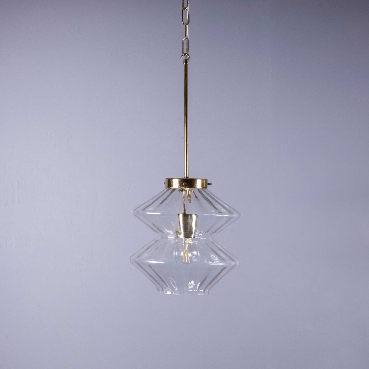 Double Diamond Crystal Pendant Lamp, 1950s for sale at Pamono