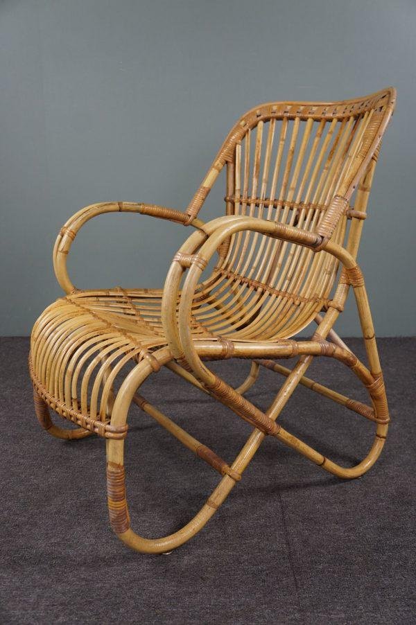 Dutch Rattan Lounge Chair, 1950s for sale at Pamono