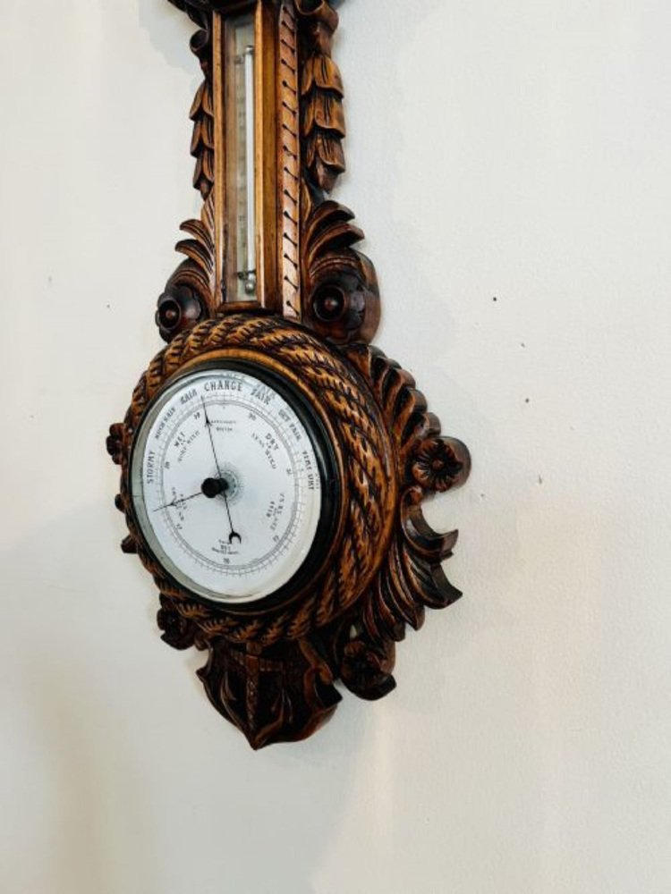 Antique Victorian Carved Walnut Banjo Clock Barometer, 1880 for sale at ...
