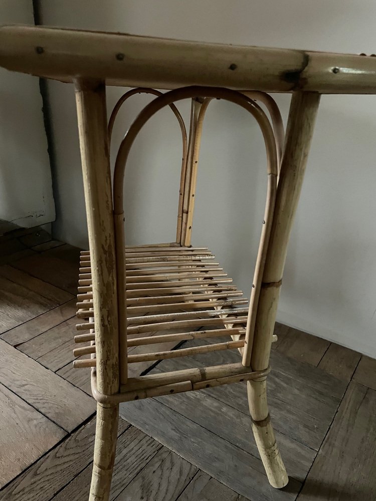 Small Tiled Bamboo Table for sale at Pamono