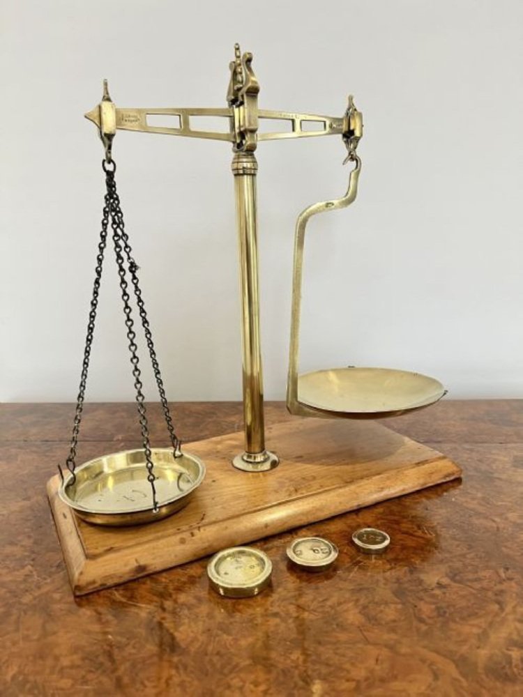 Antique Victorian Brass Scales, 1860, Set of 4 for sale at Pamono