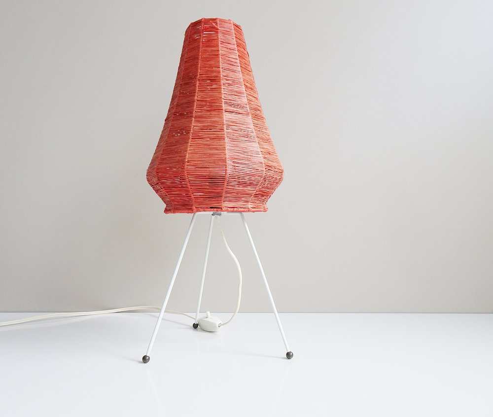 Raffia Table Lamp, 1960s for sale at Pamono