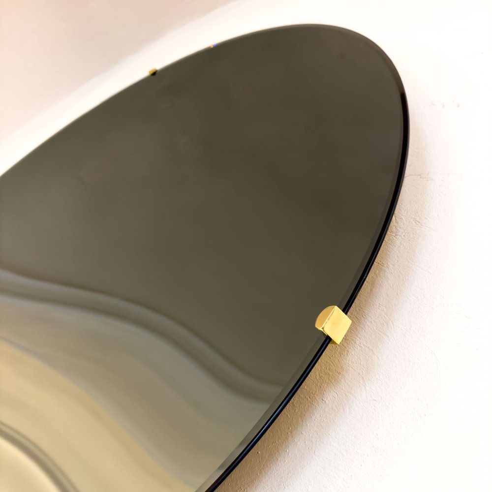 Italian Blue Glass Concave Wall Mirror for sale at Pamono