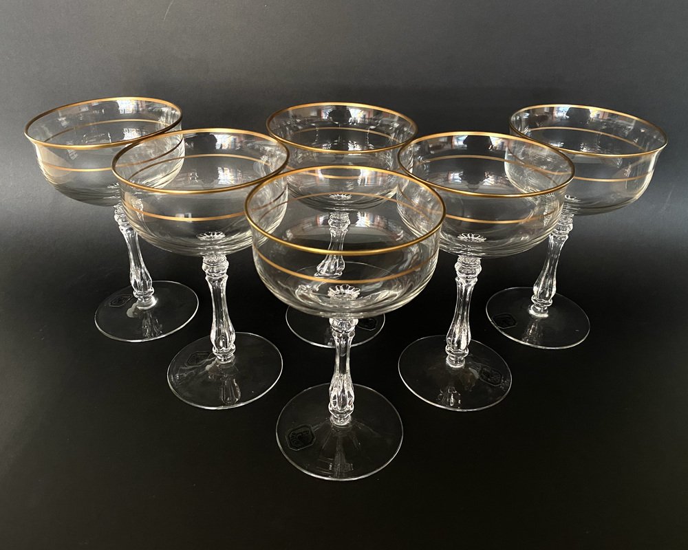 Vintage German Crystal Champagne Glasses by Gallo, 1970, Set of 6 for ...