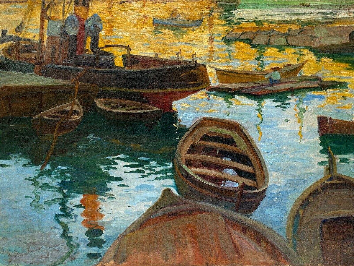 Careening Basin Marseille Port Scene, 1930, Oil on Canvas for sale at ...