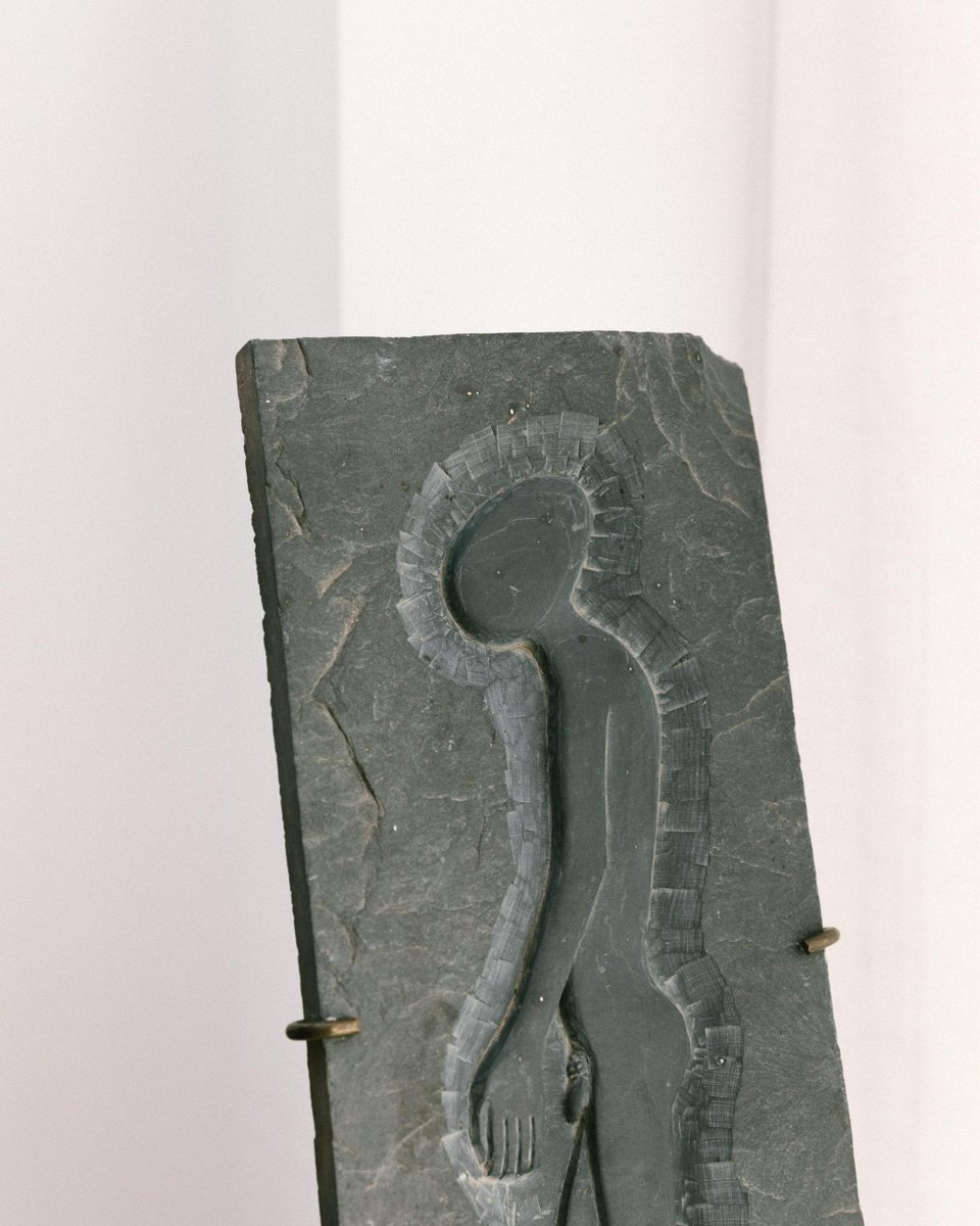 Slate Plate with Alien Man by Schiefer Kunsttafel, 1970 for sale at Pamono