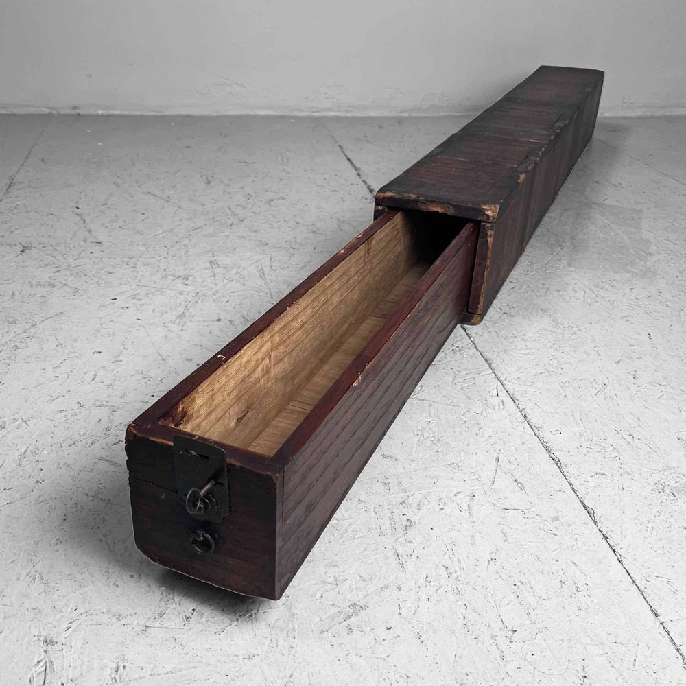 Antique Japanese Wooden Scroll Box, 1890s for sale at Pamono