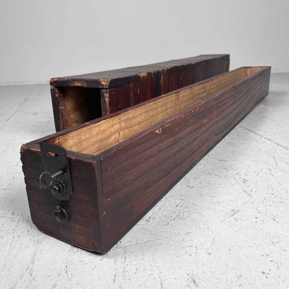 Antique Japanese Wooden Scroll Box, 1890s for sale at Pamono