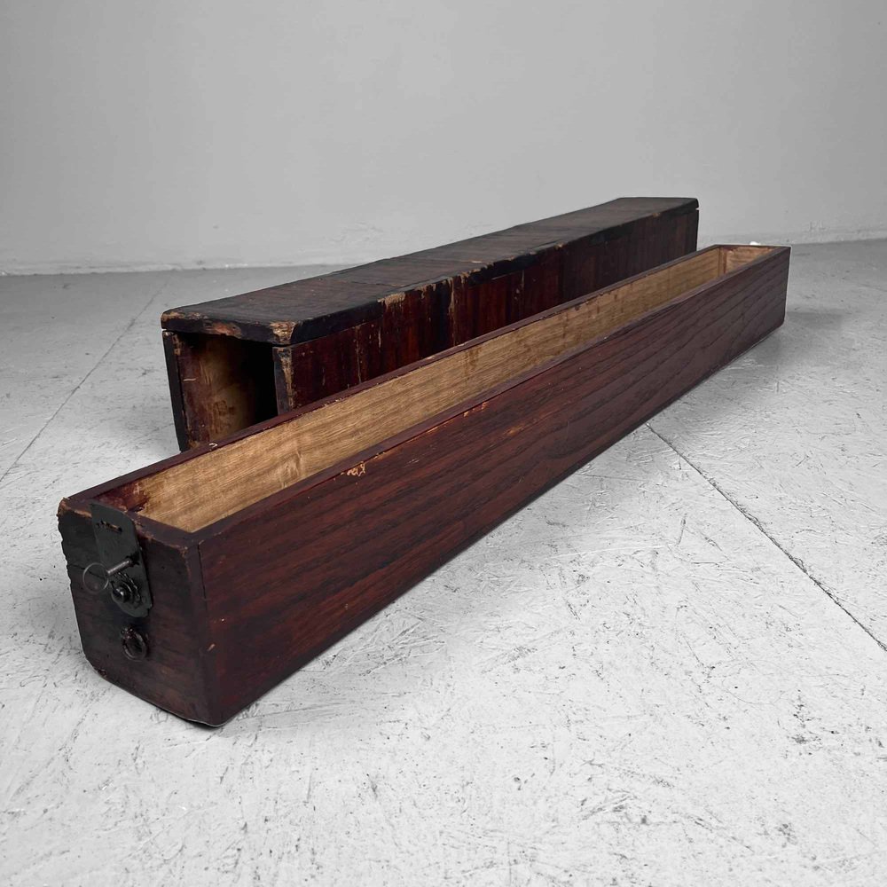 Antique Japanese Wooden Scroll Box, 1890s for sale at Pamono