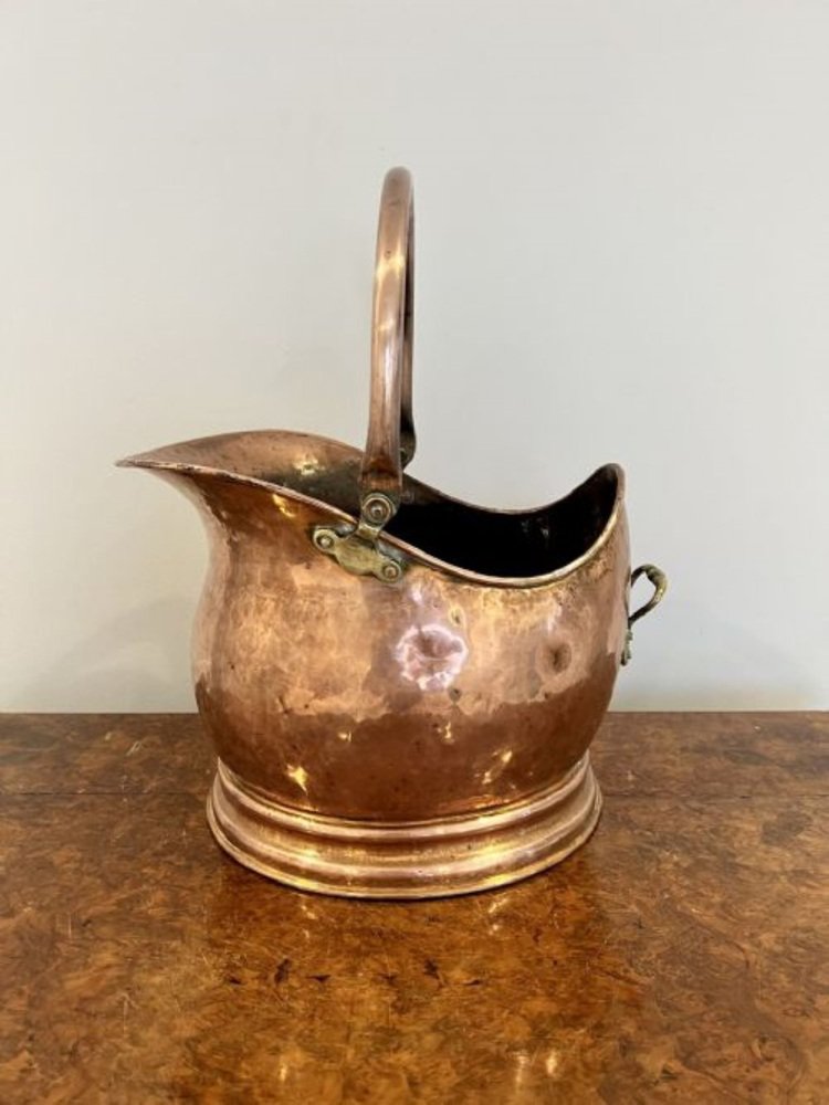 Antique Victorian Copper Helmet Coal Scuttle, 1880 for sale at Pamono