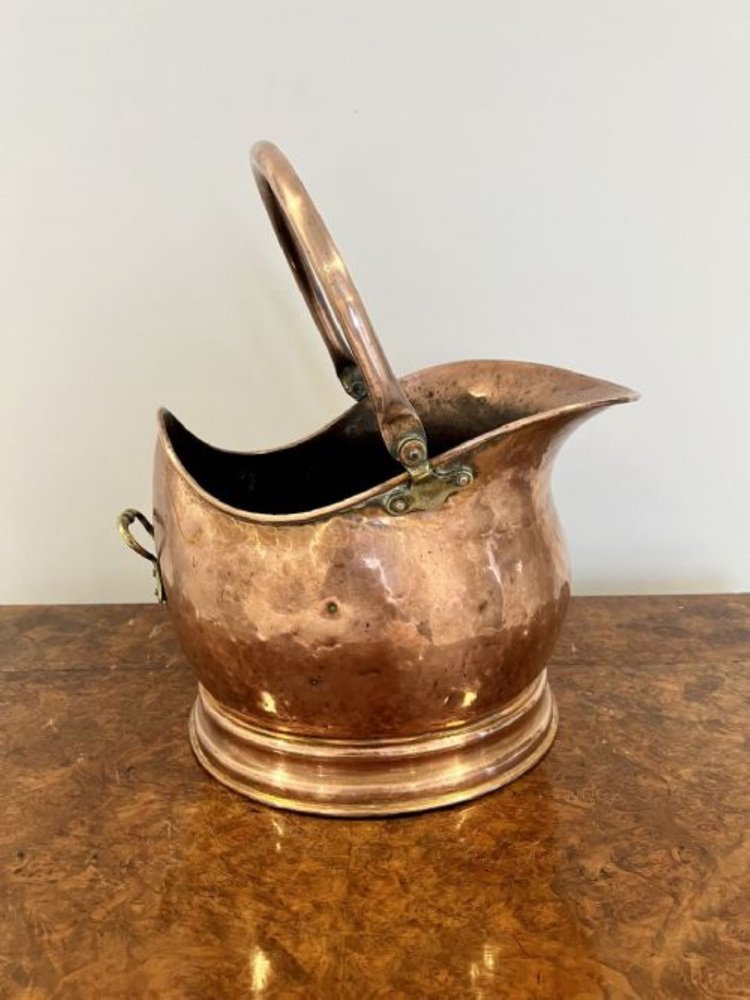 Antique Victorian Copper Helmet Coal Scuttle, 1880 for sale at Pamono