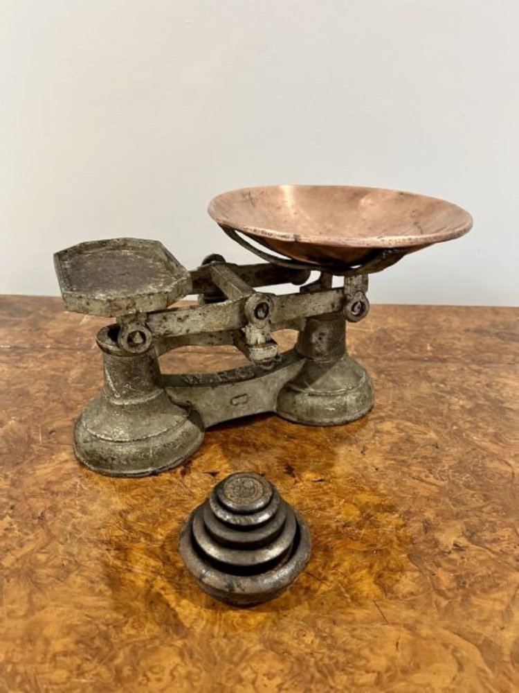 Antique Edwardian Iron and Copper Scales, 1900, Set of 6 for sale at Pamono