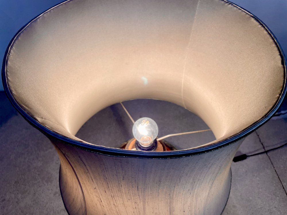 Large Handcrafted Glazed Ceramic Art Table Lamp with Wild Silk ...