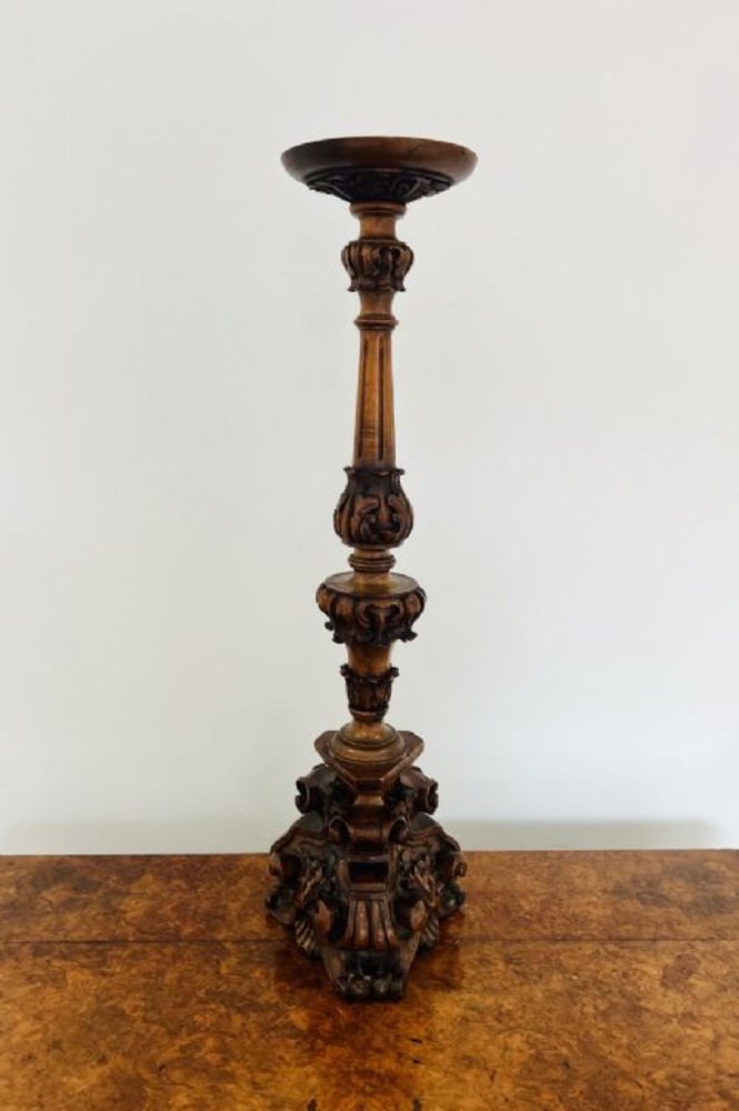 Antique Victorian Italian Carved Walnut Stand, 1850 for sale at Pamono