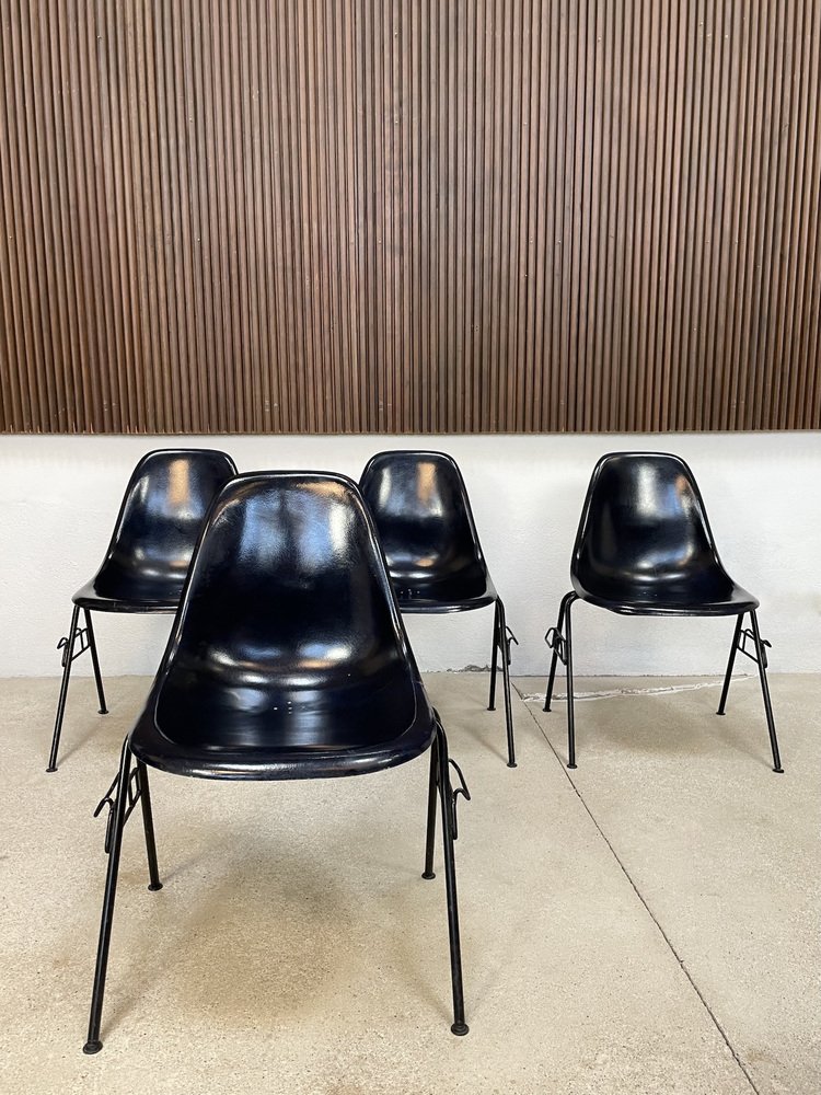 Fiberglass DSS Stacking Side Chairs by Charles & Ray Eames for Herman ...