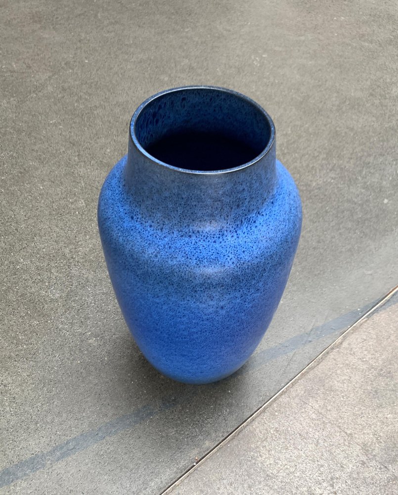 Large Mid-Century German Studio Pottery Blue Floor Vase from Bückeburg ...