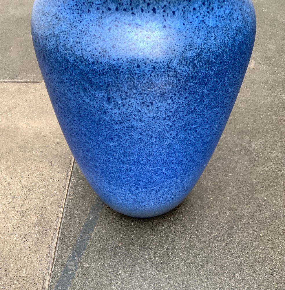 Large Mid-Century German Studio Pottery Blue Floor Vase from Bückeburg ...